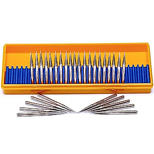 JINGLING 30Pcs 3.2mm Tapered Point Diamond Grinding Bit 1/8" Cone Rotary Burrs for Dremel