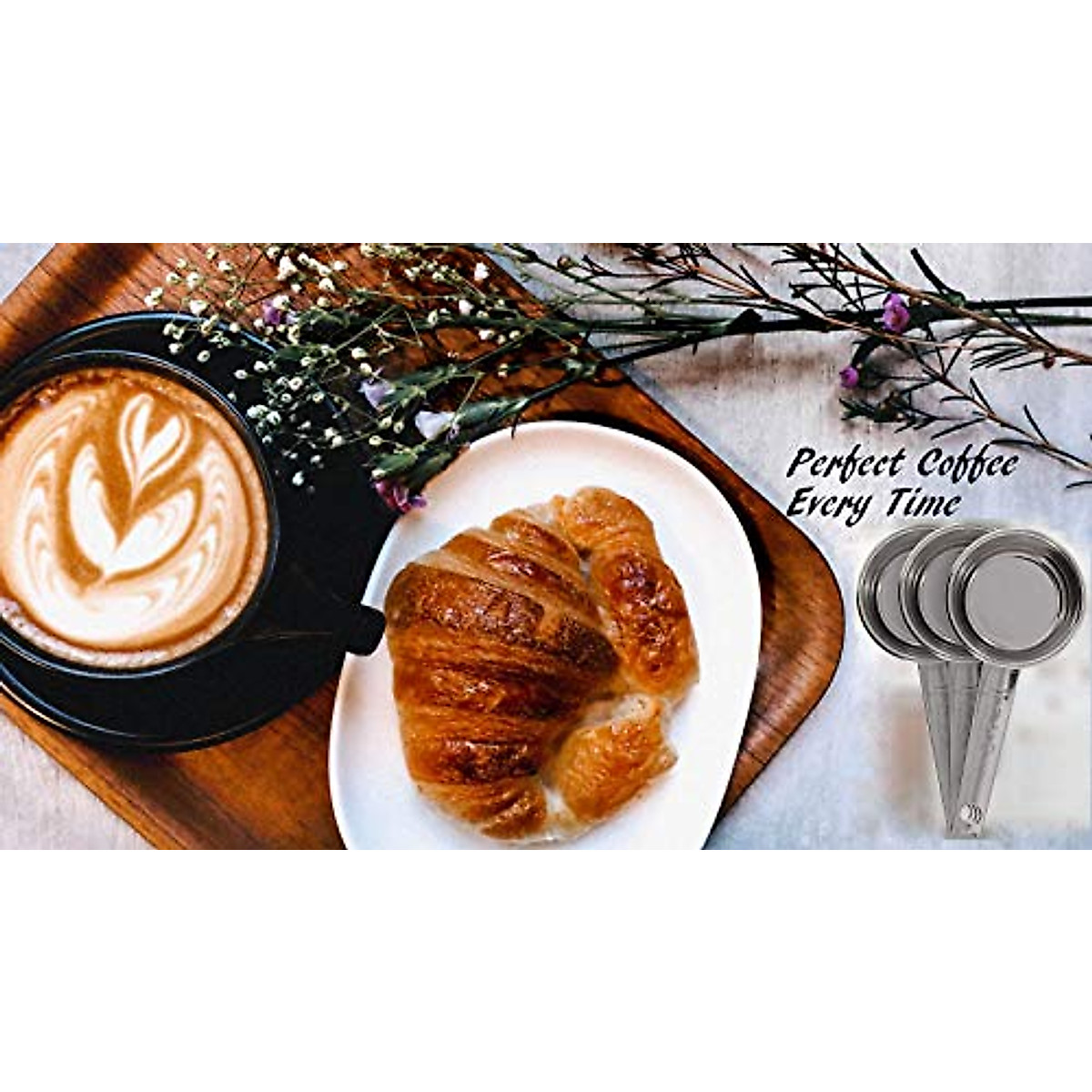 3pc STAINLESS STEEL ALAZCO COFFEE MEASURING SCOOP 1/8 CUP - Kitchen Baking Cooking Measuring Scoop Spice Herbs Salt Sugar Flour Cocoa Protein Powder Keto Cream Scoop