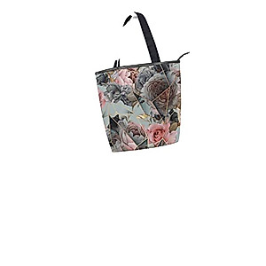 Pink Rose Marble Tote Handbag for Women Tote Bag, Canvas + leather Shoulder Bag, Hobo bag, Satchel Purse(226ut8a)