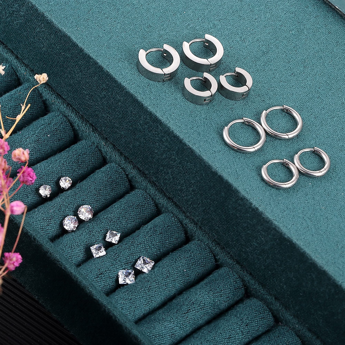 8 Pairs Earring Sets for Multiple Piercing Stainless Steel Hoop and Stud Earrings Hypoallergenic Small Hoop Earing for Men Women