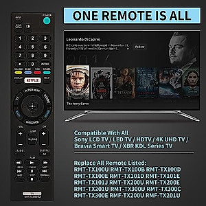 ENZODOTS® Newest Universal Remote Control RMT-TX100U for All Sony LCD LED 2K 4K UHD and Bravia Smart TVs with Netflix & Home Buttons