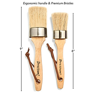 Brossum Extra Large 2-in-1 Round Chalk and Wax Paint Brush | Painting or Waxing Furniture | Handmade with All Natural Bristles and Ergonomic Handle | Dark or Clear Wax | DIY, Home Decor, Wood