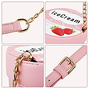USTYLE Ice Cream Shaped Crossbody Bag, Cute Novelty with Adjustable Strap for Girl Women Cartoon Shoulder Bag (pink)
