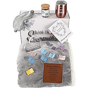 7 Pieces Sympathy Gift Baskets, Condolences Gift Basket, Sympathy Gifts for Loss of Loved One, Bereavement Gifts for Funeral, Memorial Gifts for Loss of Mom Husband Friends Dad