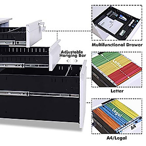 File Cabinet 3-Drawer on Wheels 23.6 Inch Mobile Storage Cabinet for Home and Office with Lock Metal Filing Cabinet Suitable for Legal and Letter at Least 13 Inches in Size,Fully Assembled (White)