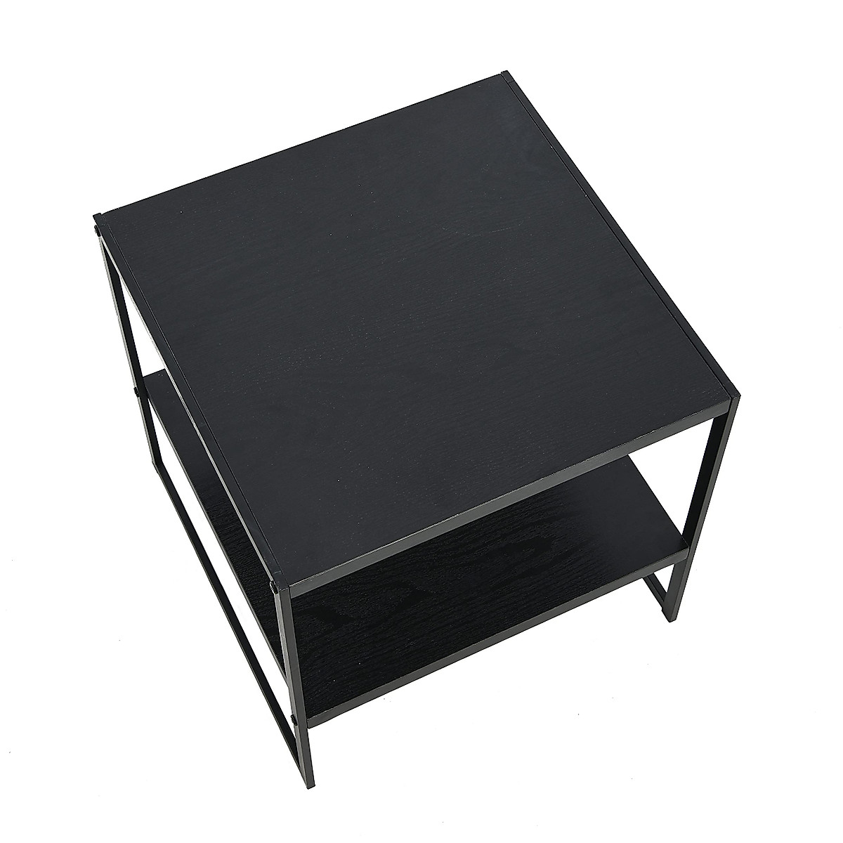Household Essentials Black Oak Square Side Table with Shelf
