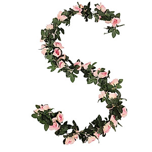 NINAT 4 Pcs 30 FT Artificial Flowers Fake Rose Vine Flower Garland Plants Hanging Rose Ivy for Wedding Arch Home Party Garden Craft Art Background Decor Champagne