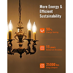 OMED E12 LED Candelabra Bulb 100 Watt Equivalent, 2700K Soft White, Dimmable LED Chandelier Light Bulbs, 7W 1000 Lumen Clear LED Candle Light Bulbs for Living Room, Light Fixture, 6 Pack