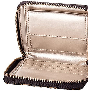 GUESS womens Laurel Small Zip Around Wallet, Brown Logo, one size US