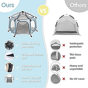 Baby Playpen for Babies and Toddlers, BIUSIKAN Premium Portable Baby Play Yard, Lightweight Pop Up Pack and Play Baby Beach Tent with Canopy and Travel Bag, Toddler Playpen for Indoor/Outdoor use