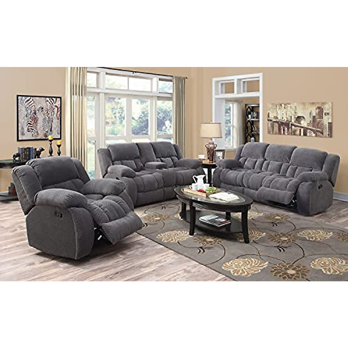 Coaster Furniture Weissman Pillow Padded Motion Sofa Charcoal 601921