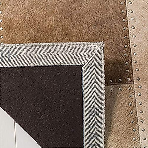 SAFAVIEH Studio Leather Collection 3' x 5' Beige STL174B Handmade Mid-Century Modern Leather Area Rug