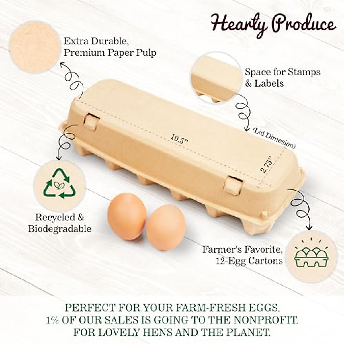Egg Cartons (30-Pack) | 12 Count | Biodegradable & Recycled Pulp | Perfect for Family-owned Farm (Brown, 30)