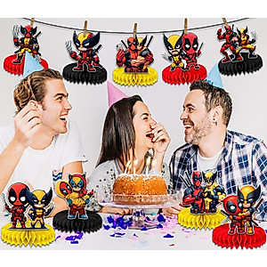 YUNKELIU 9Pcs Birthday Party Decorations Honeycomb Centerpiece, Science Fiction Theme Party Table Decorations 3D Double Sided Table Topper Decorations for Birthday Party Supplies