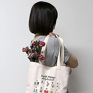 MBMSO Social Worker Canvas Tote Bag Social Worker Thank You Gift Social Work Shopping Bag Social Worker Grad Gift (Social Worker Tote)