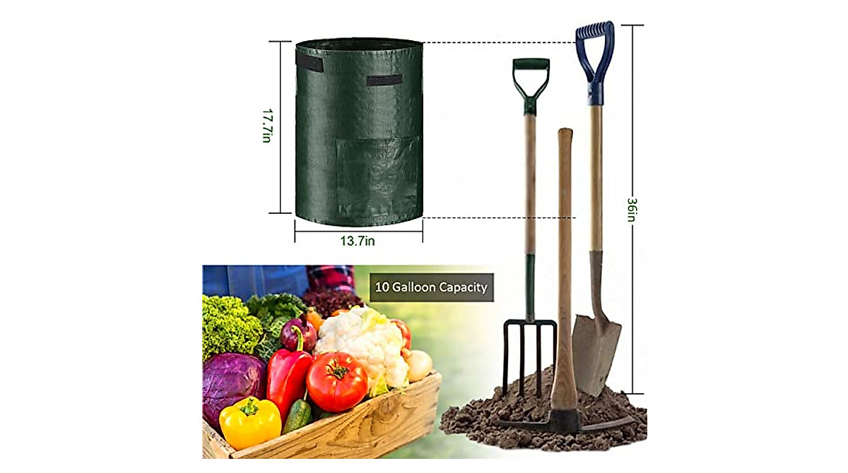 JJGoo Potato Grow Bags - 4 Pack 10 Gallon Planter Pots for Vegetables ...