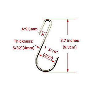 LQJ Pro Large S Hooks Anti-Rust Hang Iron Cast Pots and Pans from Wire Rack Shelf Narrow End Don't Come Off 7 Pack 3.7" Length Solid Metal Hang Tools Kitchenware Belt Handbag in Closet Pantry Garden
