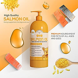 Ruff 'N Ruffus *100% USA Made* Wild Caught Alaskan Salmon Fish Oil for Dogs & Cats in 8 or 32 oz | Support Joint Function Immune & Heart Health | Omega 3 +EPA +DHA for Healthy Skin & Coat Supplement