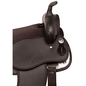 Acerugs 12” 13” 14” 15” 16” 17” 18” WESTERN PLEASURE TRAIL Silver TEXAS STAR LIGHT WEIGHT SYNTHETIC HORSE SADDLE TACK SET PAD (Black, 18" FQHB)