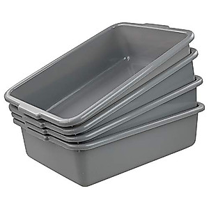 Cand Grey Commercial Bus Tubs, 13 L Plastic Bus Box/Wash Basin, 4 Packs
