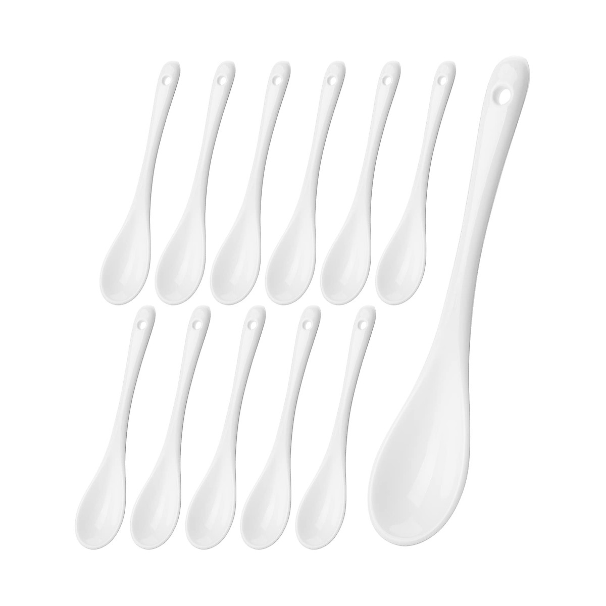 BTaT- Tea Spoon, Set of 12, White Porcelain, Espresso Spoons, Ceramic Spoon, Ceramic Spoons, Ceramic Teaspoon, Ceramic Spoons Small, Spoon for Tea, Tea Spoon for Loose Tea, Christmas Gifts