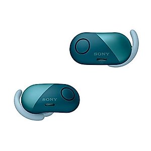 Sony Wireless Bluetooth in Ear Headphones: Noise Cancelling Sports Workout Ear Buds - Cordless, Sweatproof Sport Earphones, Built-in Microphone, Extra BASS WF-SP700N/L (International Version) Blue