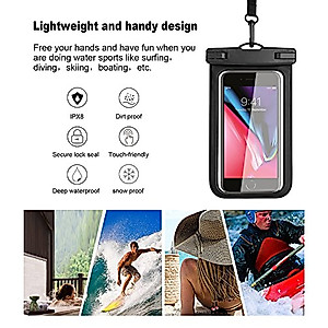 Cloudio Universal Waterproof Case, IPX8 Cell Phone Dry Bag Pouch up to 6.2" for iPhone X/8/8+/7/7+/6/6s/6s Plus, Samsung Galaxy S9/S9+/S8/S8+/ Note 8, LG Moto ZTE HTC Alcatel Google Sony BLU - Black