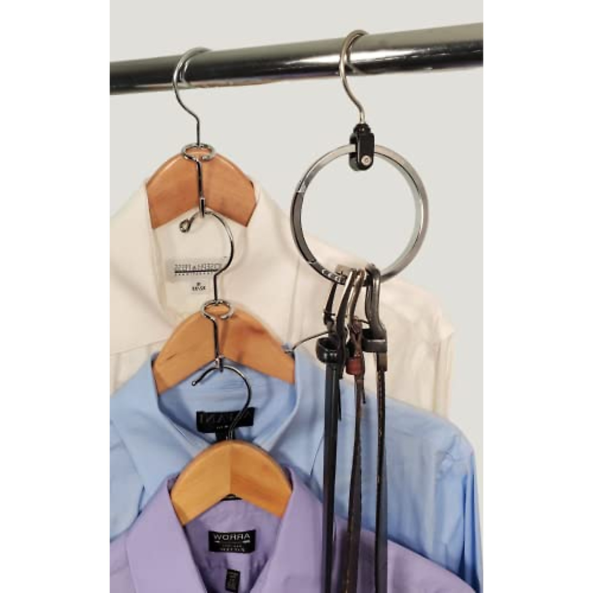 Bundle 3-Rolly Hangers and 12- Hook Connectors Closet Organizer Great Space Savers Cut Clutter in Any Closet Perfect for Maximizing Any Wardrobe or Closet Storage Spaces Heavy Duty Made