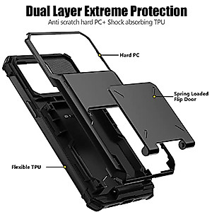 Nvollnoe for iPhone 14 Pro Max Case with Card Holder[Store 5 Cards]Dual Layer Heavy Duty Shockproof iPhone 14 Pro Max Wallet Case with Hidden Card Slot Large Storage Case for iPhone 14 Pro Max(Black)