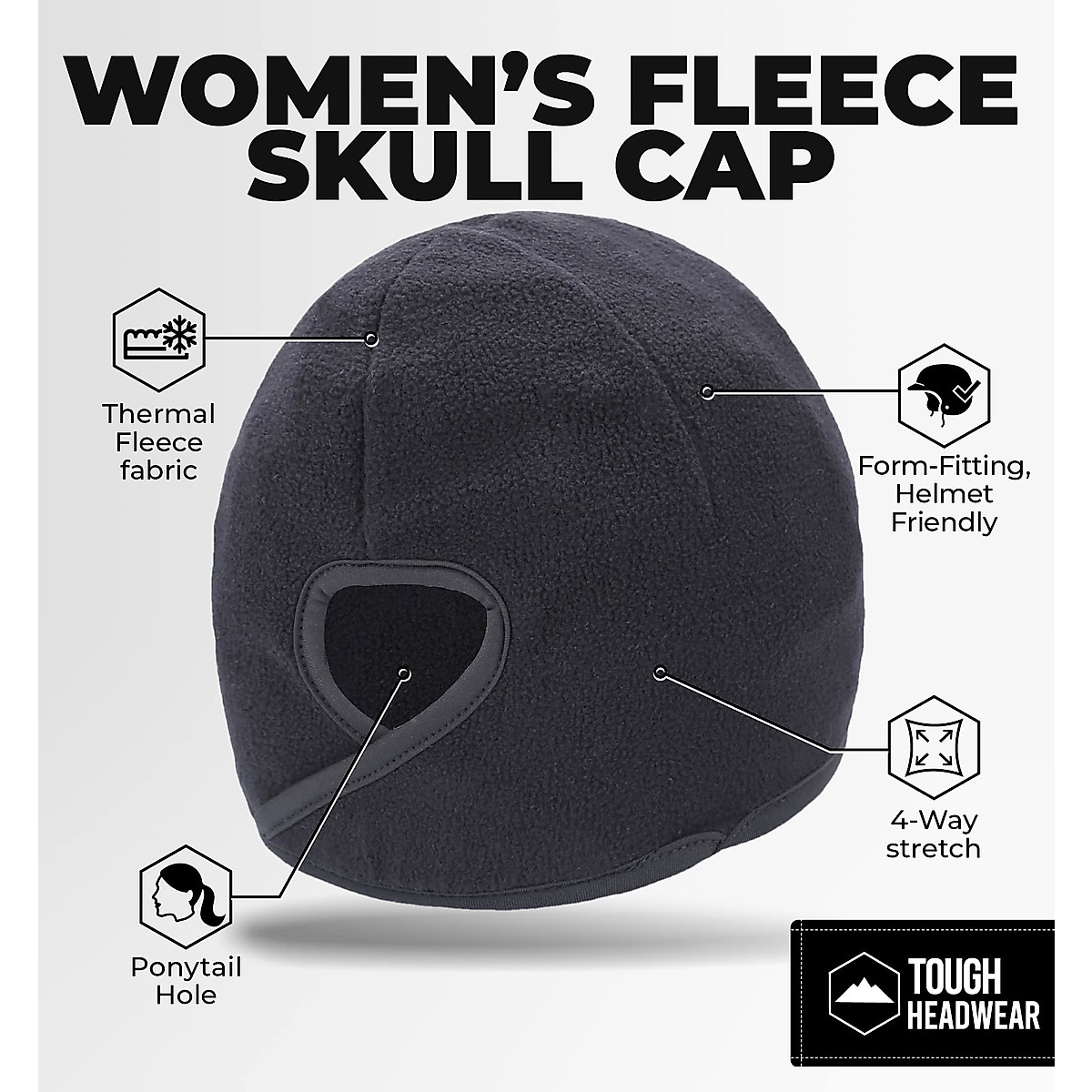 Tough Headwear Women's Running Beanie with Ponytail,Ponytail Beanie Hat,Skull Cap Winter Hat for Women with Hole for Ponytail