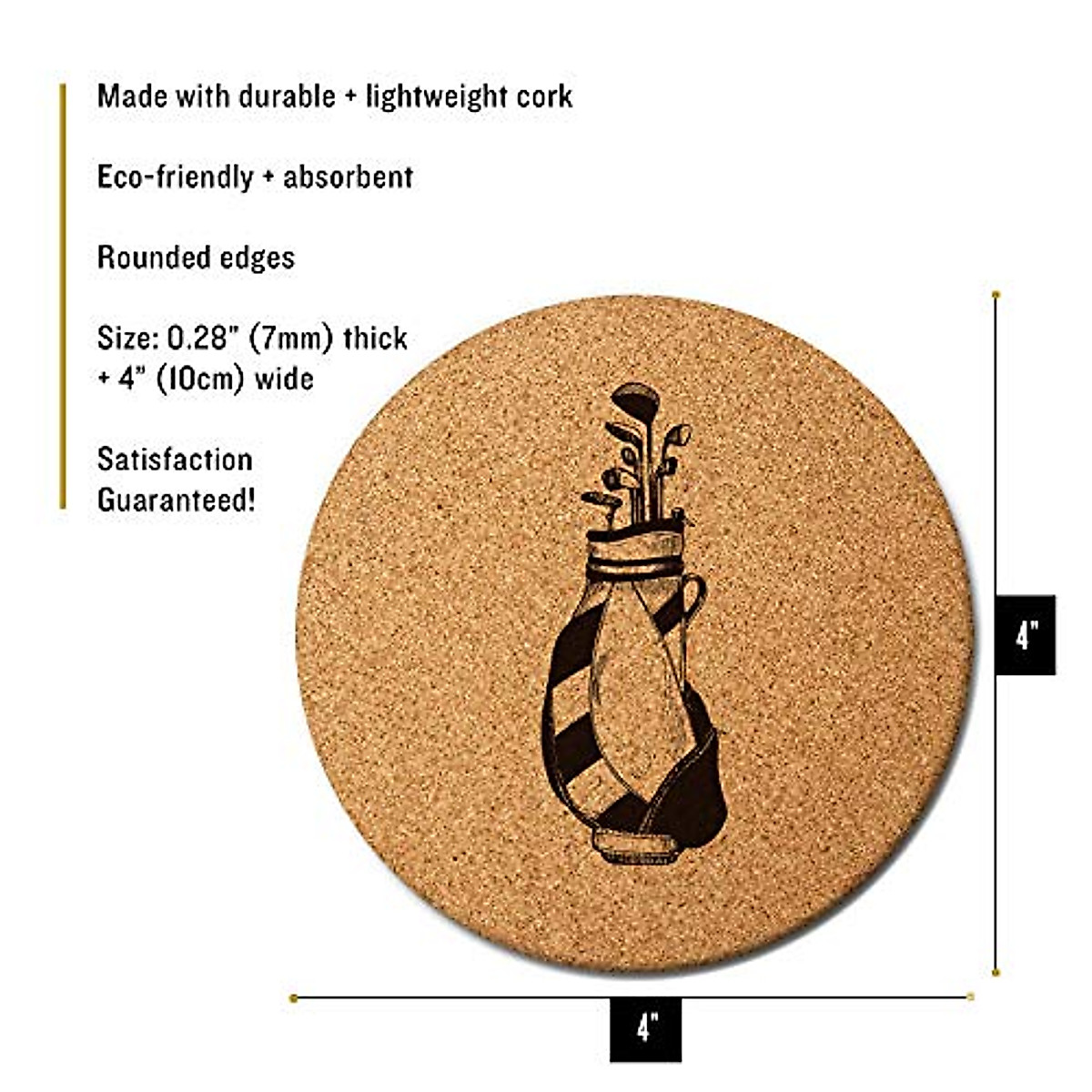 Unique Gift for Golfers - Golf-Themed Cork Coasters (Set of 4) - It's a Great Dad Golf Gift, Gift for Men, or a Golfer Gag Gift, Sustainable and American-Owned