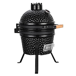 WHNB Mini Grill Garden Ceramic Charcoal Grills Multifunctional Outdoor Without Side Table-Black/13 Inch