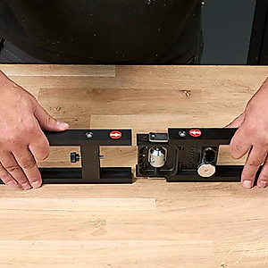 Trend Two-Part Skeleton Hinge Jig with Adjustable Blocks, Robust Carry Case & Guide Bush for Hinge Recess Cutting, Black, H/JIG/C