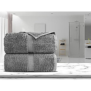 Towel Bazaar Premium Turkish Cotton Super Soft and Absorbent Towels (2-Piece Bath Sheet Towel, Gray)