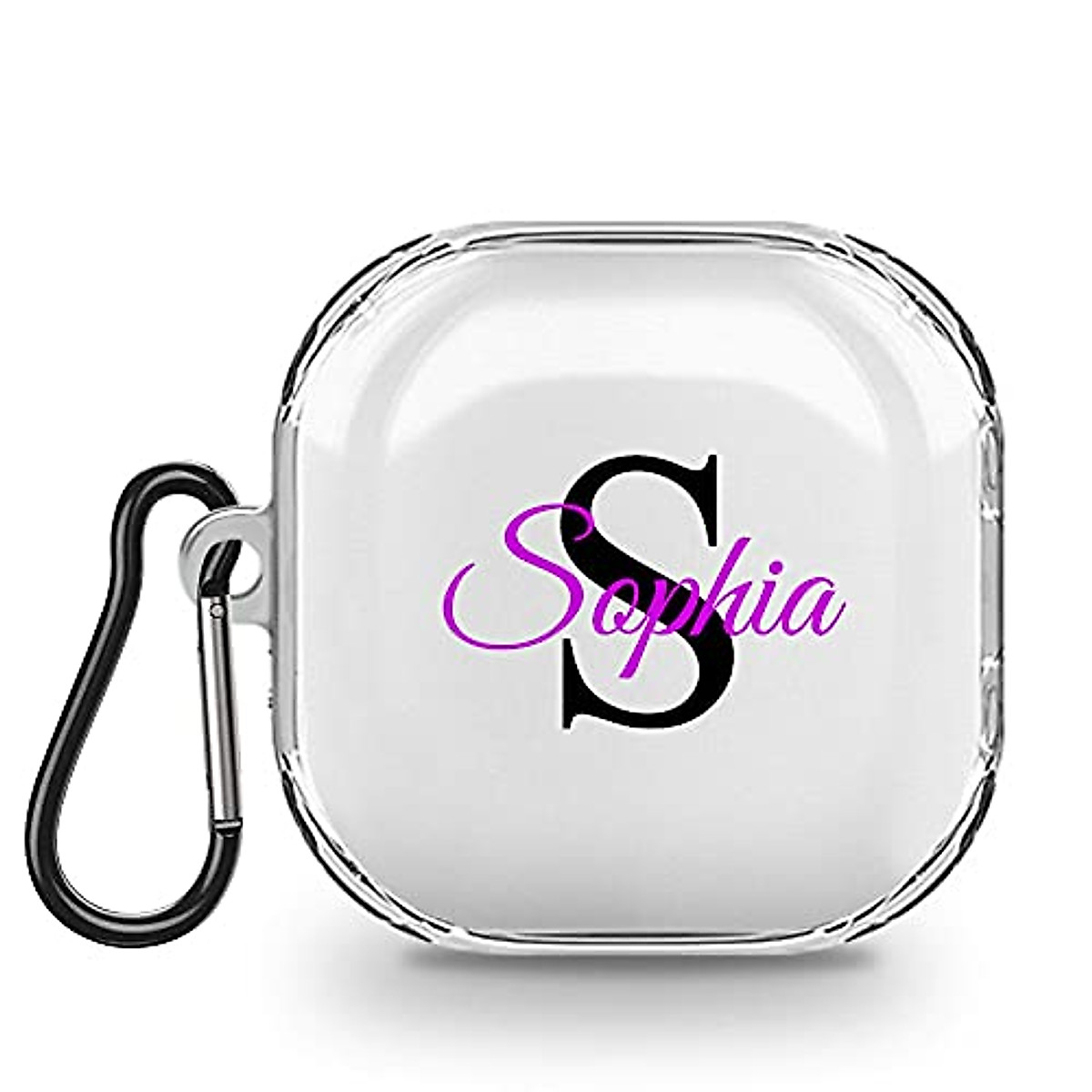 CaseHome Custom Name Case Compatible with Samsung Galaxy Buds Live(2020 Release)Buds Pro(2021 Release) Case Cover,Personalized Crystal TPU Clear Cover (Clear)