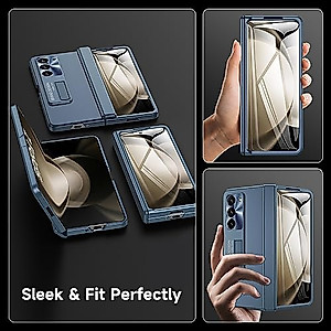 for Samsung Galaxy Z Fold 5 Cover: Lightweight Stylish Soft Phone Kickstand Case - Hinge Protection Slim Protective Phone Case for Samsung Z Fold 5 5G 2023 - Blue