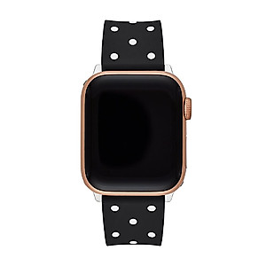 Kate Spade New York Silicone Band for 38/40/41mm Apple Watch Series 1-6, Color: Black/White Dot, Silver (Model: KSS0080)