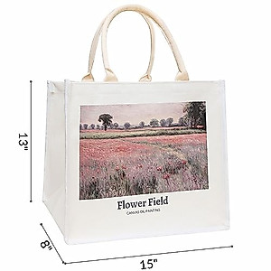 Adoryoung Monogram Personalized Initial Tote Bags for Women, Personalized Initial Monogram Canvas Tote Bag, Bride Shower Tote Gift Wifey Bag for Wedding Day Oil Painting Beach Bag with Zipper Pocket