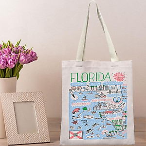 BWWKTOP Florida State Canvas Tote Bag Florida Souvenirs Gifts Florida Travel Bag Florida Tourism Bag Florida Shoulder Bag (Florida)