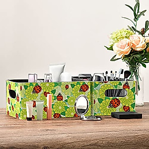 Ladybird Beetles Pattern Storage Basket Felt Storage Bin Collapsible Storage Box Cloth Baskets Containers Organizer for Kids Bedroom Magazine