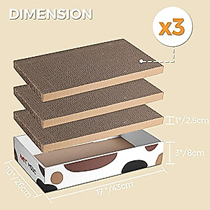 ComSaf Durable Cat Scratcher Cardboard Refill, Cat Scratch Pad, 3 in 1 Recyclable Corrugated Scratcher, Reversible Scratch Box, Scratcher Lounge for Furniture Protection, Cat Training Toy