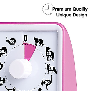 TWENTY5 SEVEN Countdown Timer 3 inch; 60 Minute 1 Hour Visual Timer - Classroom Teaching Tool Office Meeting, Countdown Clock for Kids Exam Time Management - Pink
