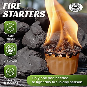 Superior Trading Co. Oak Mini Fire Stick w/Fire Starter Pods for BBQ Grill, Pizza Oven, Wood Stove — USDA Certified Kiln Dried Wood 6" Pieces in Carton Box, BBQ Accessories, 30 Lbs