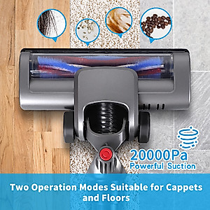 Intercleaner Cordless Vacuum Cleaner Stick, 20KPa Powerful Suction Brushless Motor, 4 in 1 30min Runtime Detachable Battery, Ultra Quiet, Lightweight Handheld for Hardwood Floor Carpet Car Pet Hair