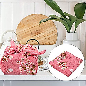 Amosfun Japanese Wrapping Cloth Handkerchief Japanese Bento Lunch Bandana Cover Pink Decorative Table Plate Cloth for Home Picnic Camping Outdoor Bento Wrapper 50X50CM