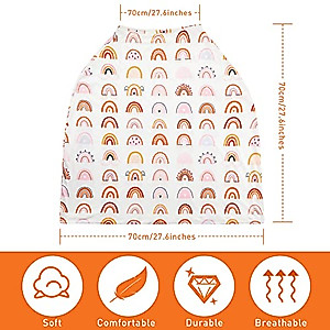 Boao Stretchy Baby Car Seat Cover Baby Car Seat Canopy Nursing Cover Carseat Canopy for Babies Breastfeeding and Car Seat Multi Use Shopping Cart High Chair Cover (Rainbow Style)