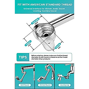 WIRELEL1080° Rotating Faucet Extender, Universal Splash Filter Faucet Aerator with 2 Water Flow Mode with Rubber Gaskets for Bathroom Kitchen Faucet
