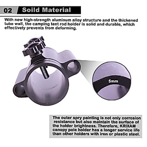 KRIXAM Durable Camping Tent Rod Holders (2Pcs), Reinforced Windproof Awning Rod Holder，Portable Tent Fixed Tube Pole Stand for Camping Fishing Barbecue