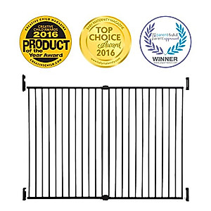 Dreambaby Broadway Extra Wide and Tall Expandable Gate with Track It Technology, Black