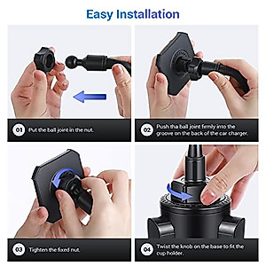 OTAO Compatible with Magsafe Car Mount Charger, Cup Holder Phone Mount for Car[Adjustable Gooseneck ],Magnetic Wireless Car Charger for Magsafe iPhone 14 Pro Max/14 Pro/14/14 Plus,iPhone 13/12 Series